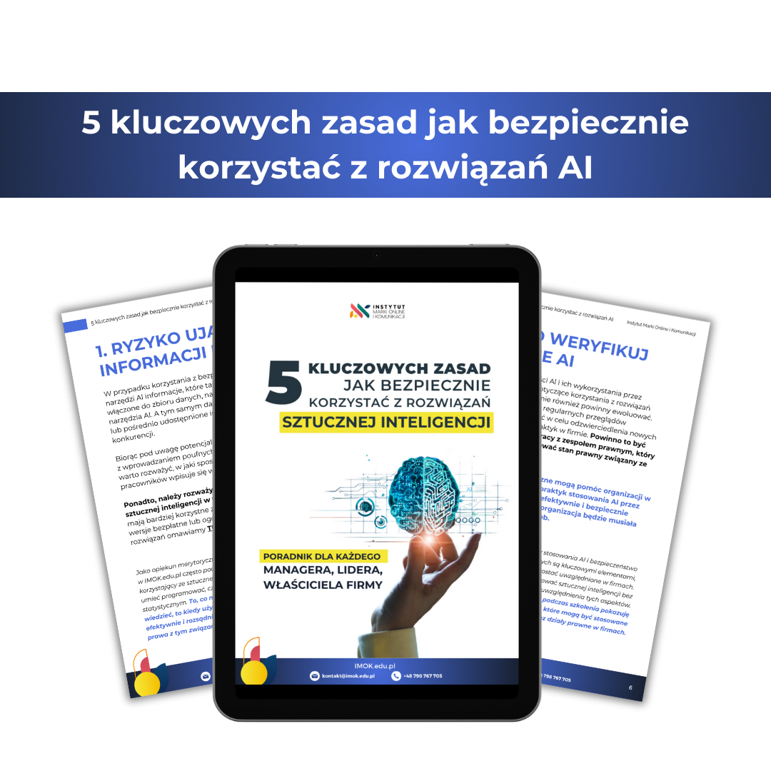 E-book „5 kluczowych zasad jak bezpiecznie korzystać z rozwiązań AI” - Instytut Marki Online i ...